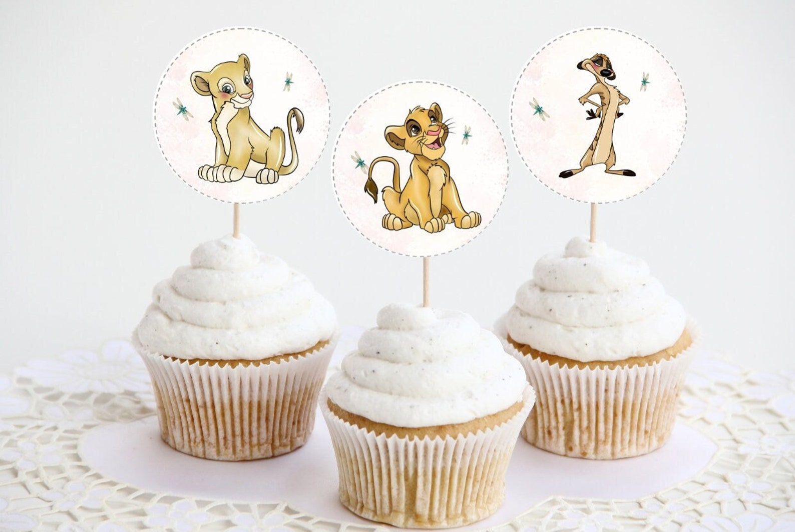 Lion King Cupcake Toppers, Pink Nala and Simba Printable Cupcake Topper ...