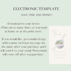 Baby Yoda Birthday Thank You Tags in Pink, Printable Grogu Thank You ...