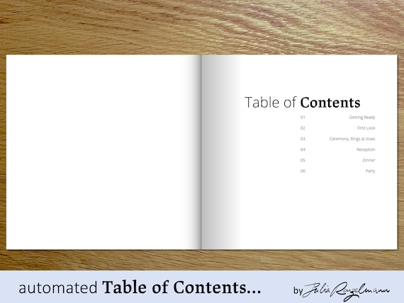 Book Table Of Contents Template