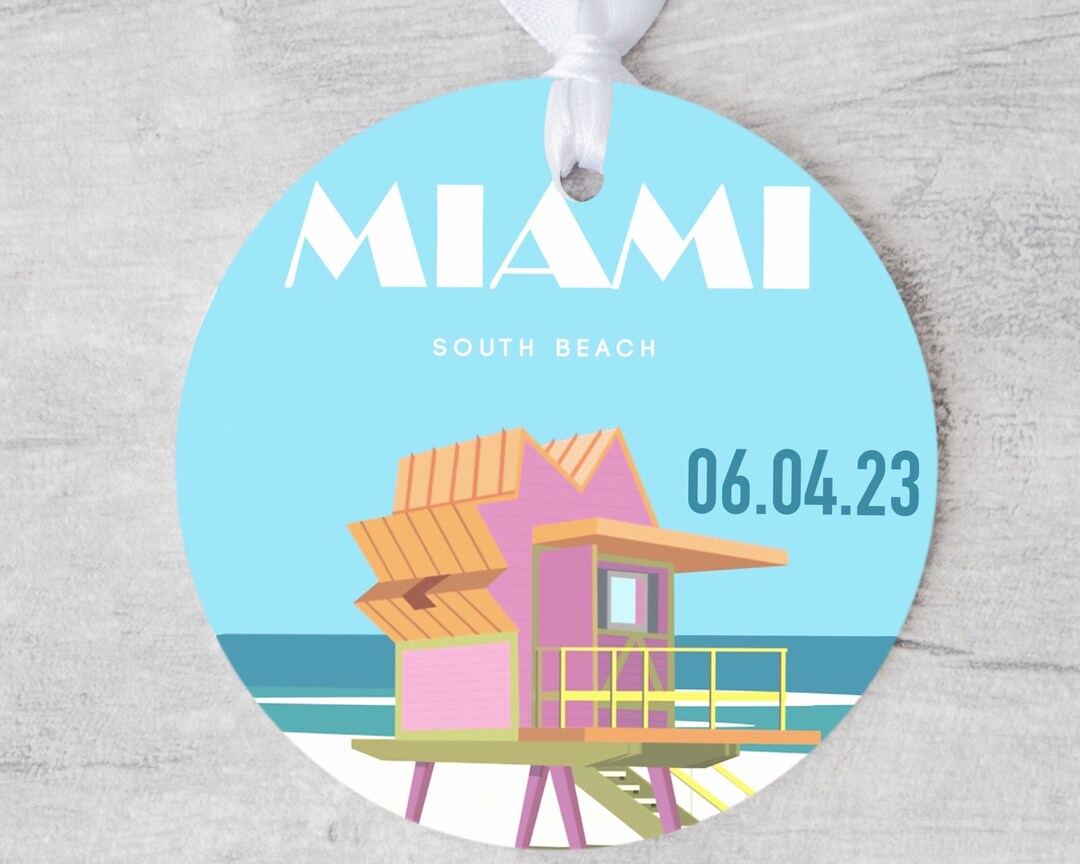 South Beach Miami Ornament, Miami Beach Vacation Gift, Keepsake Memory ...