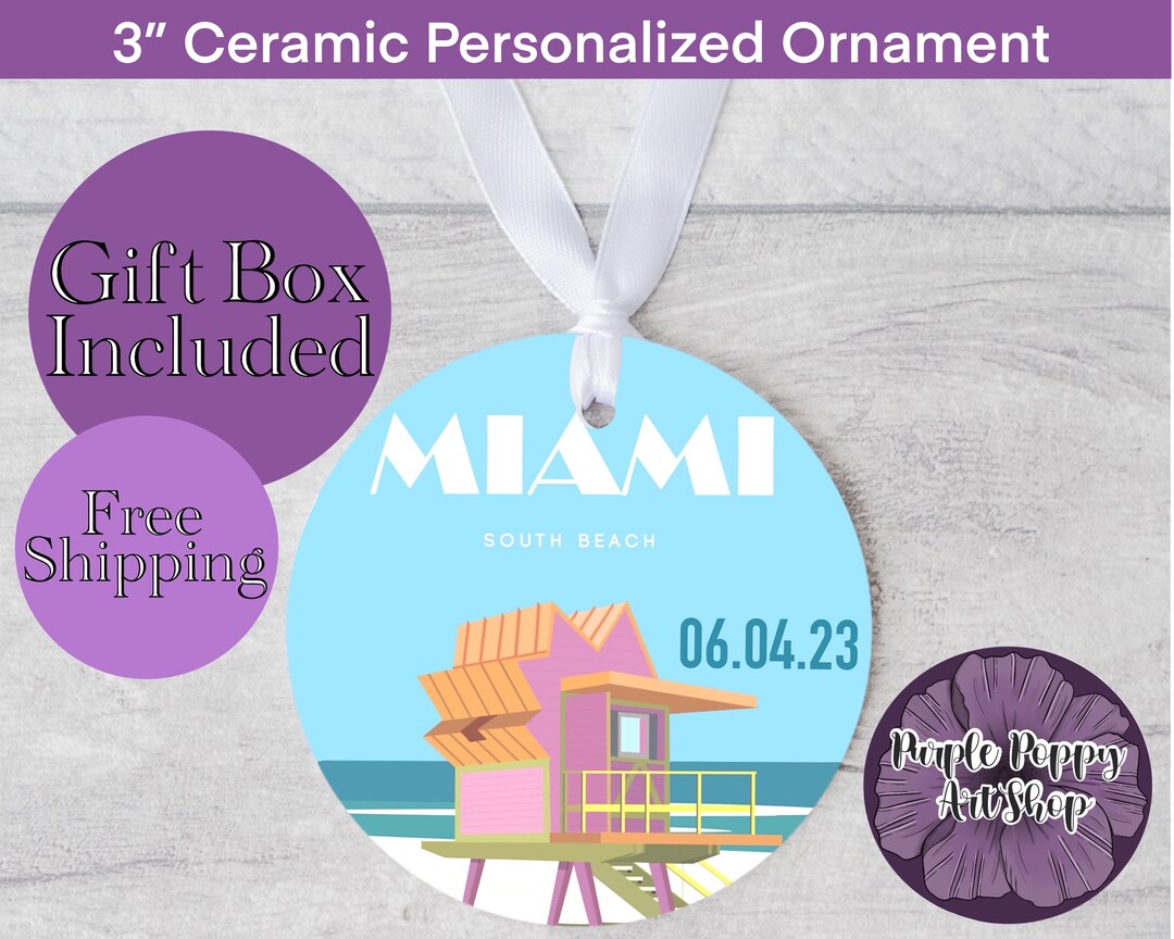South Beach Miami Ornament Miami Beach Vacation Gift - Etsy
