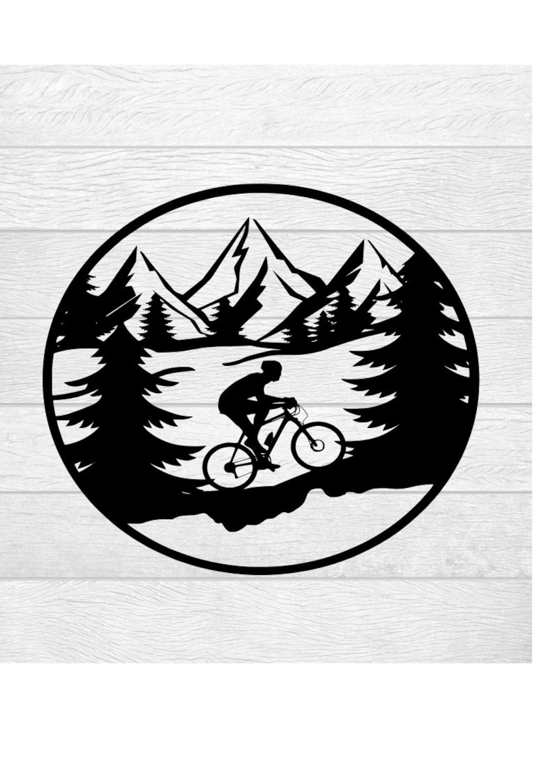 Biking SVG, Mountain Bike, Mountains, Trees, Biker SVG, Digital ...