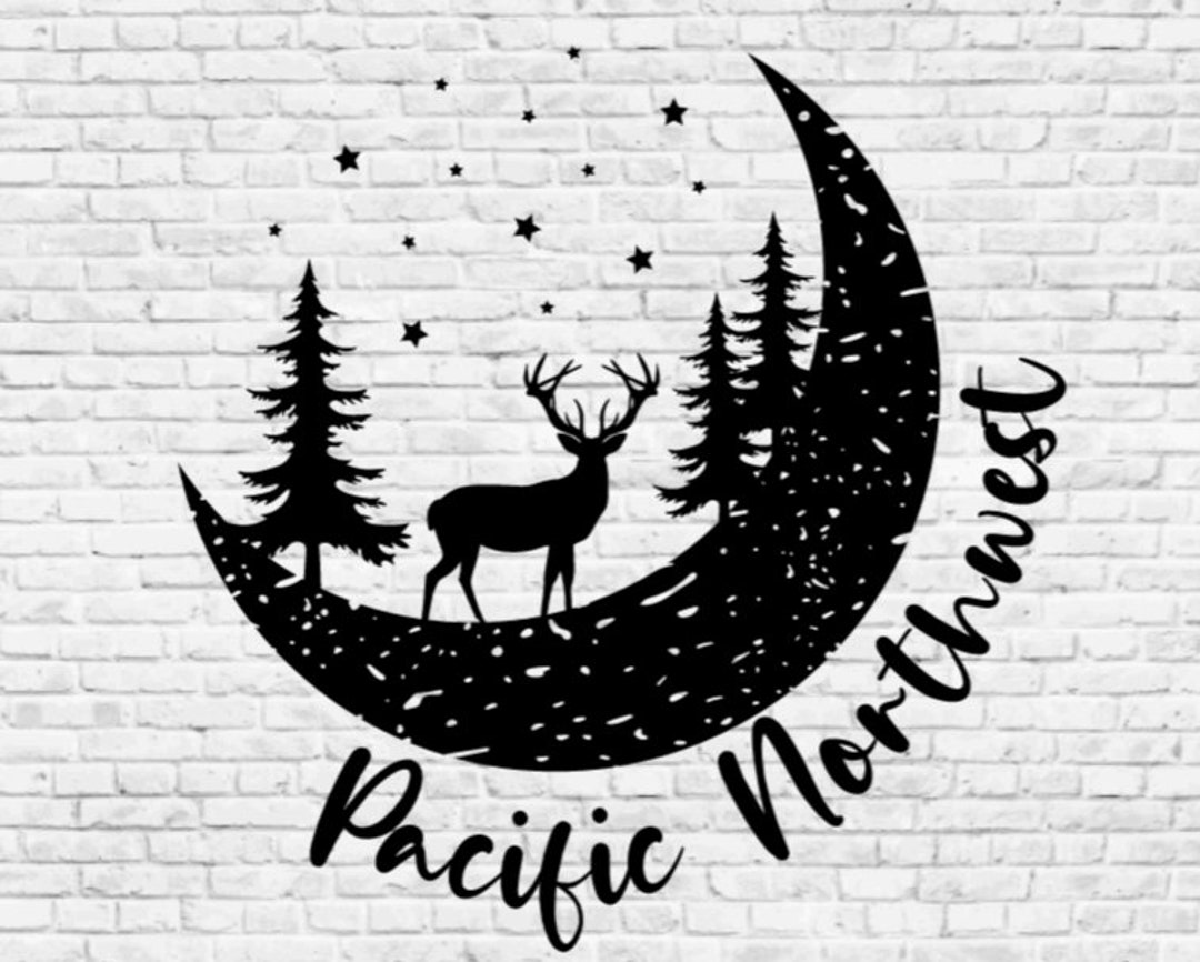 PNW Elk Svg, Png, Pacific Northwest, Mountains, Trees, Washington ...