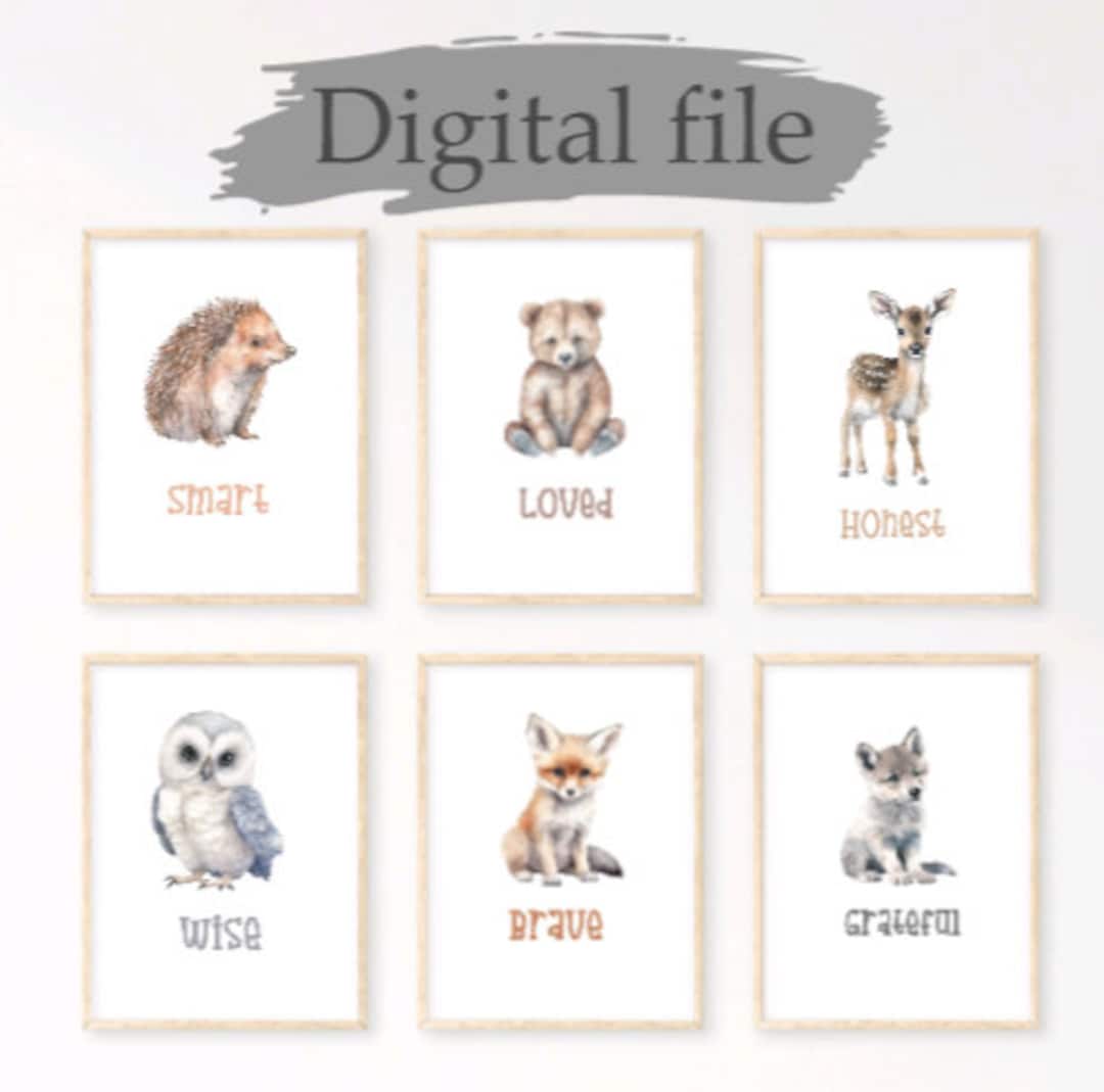 Watercolor Woodland Animals Nursery Prints: Boho Affirmations (digital ...