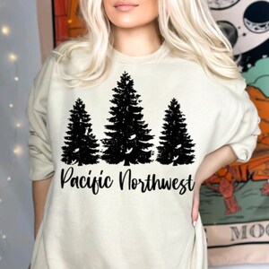 PNW Distressed Trees Svg, Png, Pacific Northwest, Mountains, Trees ...