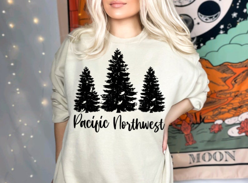 PNW Distressed Trees SVG PNG: Pacific Northwest Design (digital ...