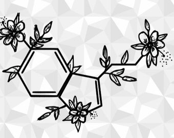 Serotonin SVG Cut File Floral Serotonin Molecule - Etsy