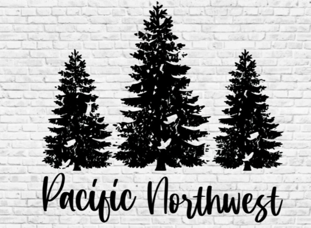 PNW Distressed Trees Svg, Png, Pacific Northwest, Mountains, Trees ...