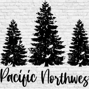 PNW Distressed Trees SVG PNG: Pacific Northwest Design (digital ...