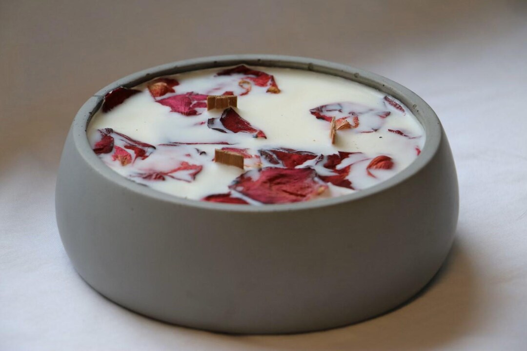 Bougie De Cire De Soja Et Coco, Contenant De Béton, Fait a La Main - Etsy