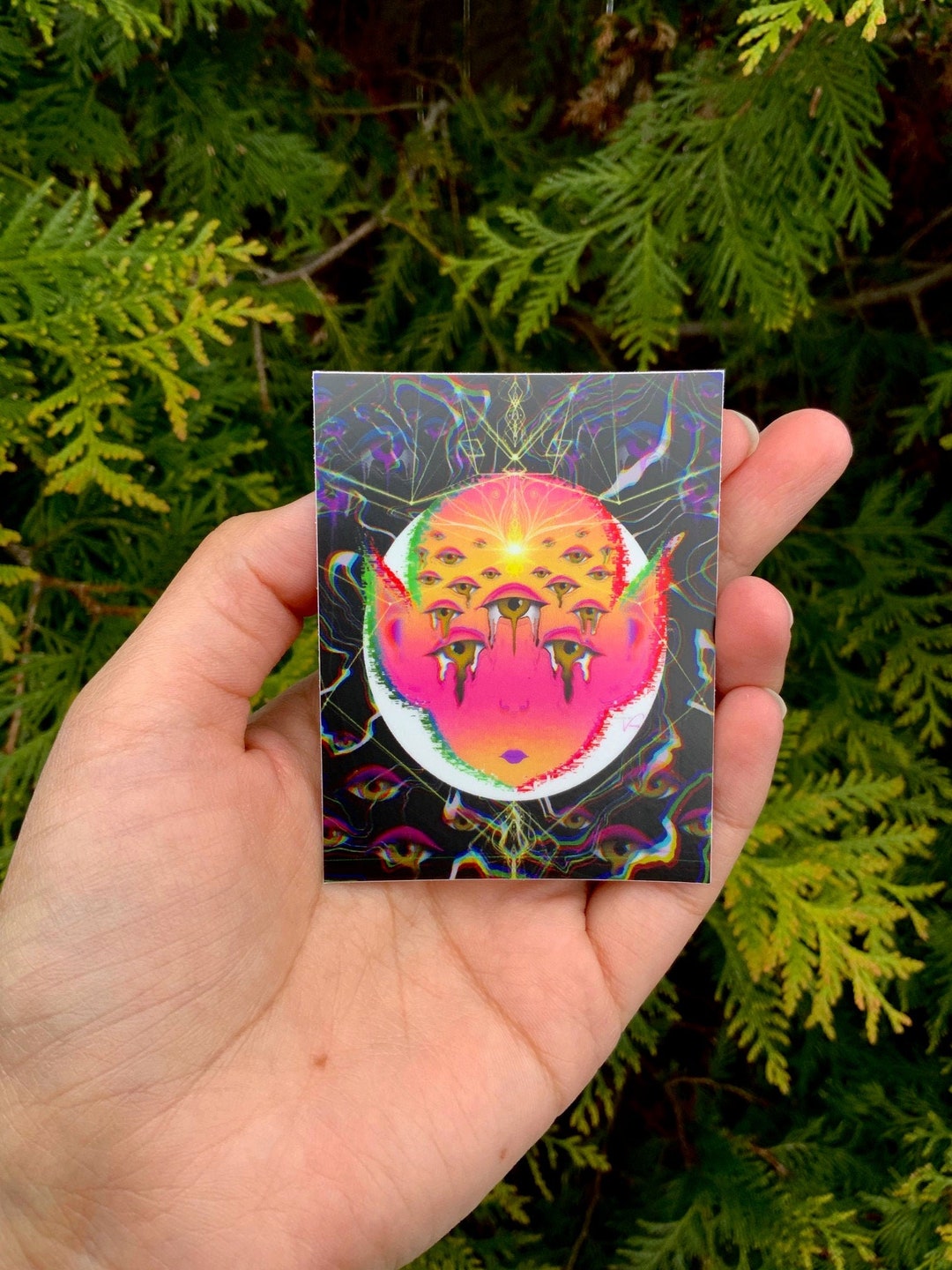 Psychedelic Elf Trippy Sticker, Geometric Art, High Quality Sticker ...