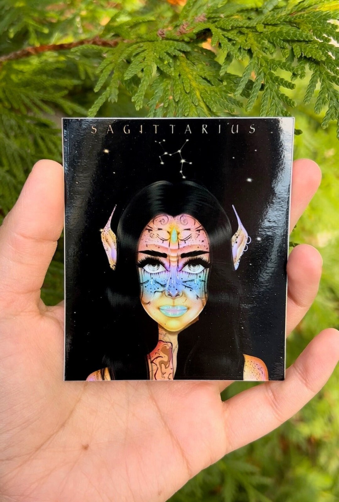 Saggittarius Alien Babe Holographic Sticker | Zodiac Series - Etsy