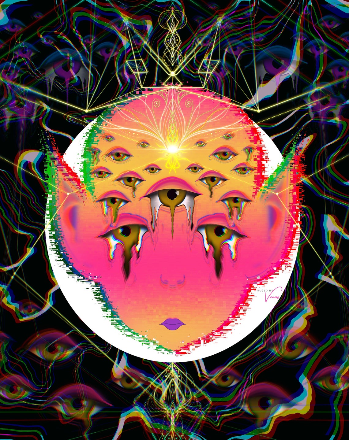 8.5x11 Psychedelic Elf Print Frame Not Included Trippy Art | Etsy