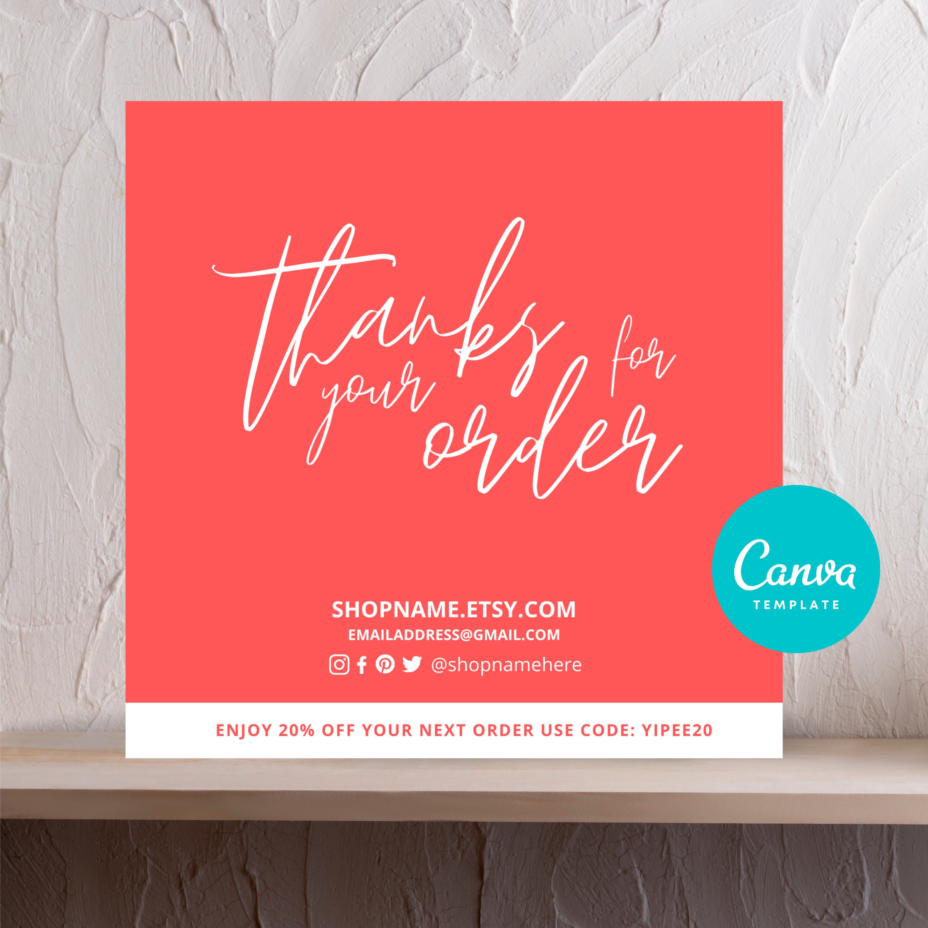 Custom Thank You Card Printable | Thank You for Your Order Template ...