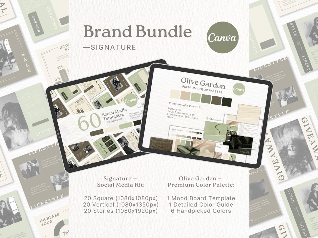 Olive Green Brand Kit: Canva Color Palette & Social Media Templates - Etsy