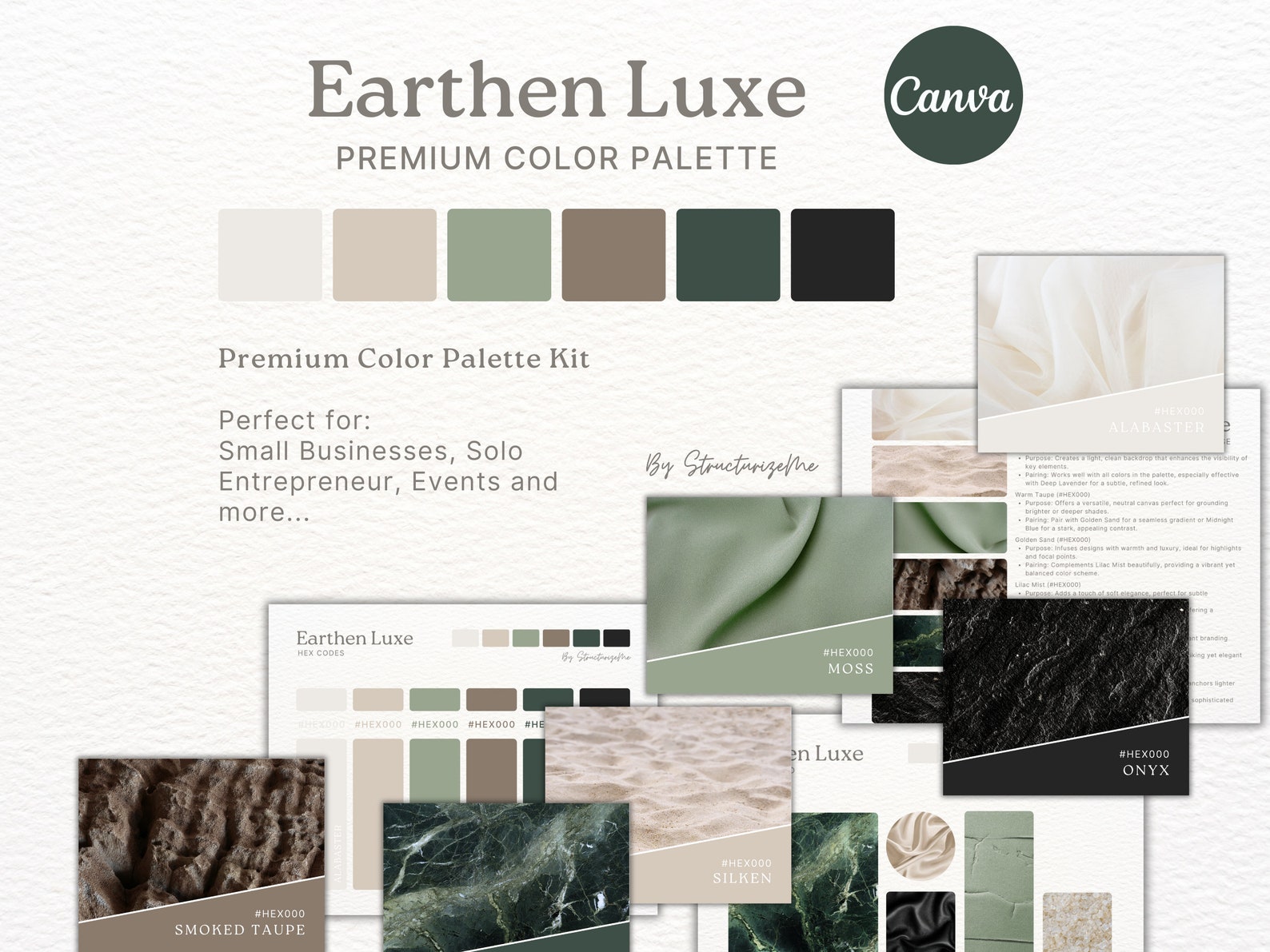 Color Palette Kit, Green Branding Scheme (canva PDF) - Etsy