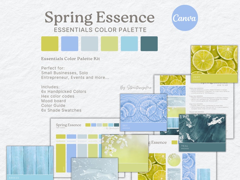 Essentials Color Palette Kit Spring Essence Editable in Canva Ideal for ...