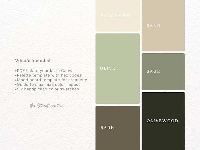 Paleta de colores verde oliva Identidad de marca botánica Beige salvia ...