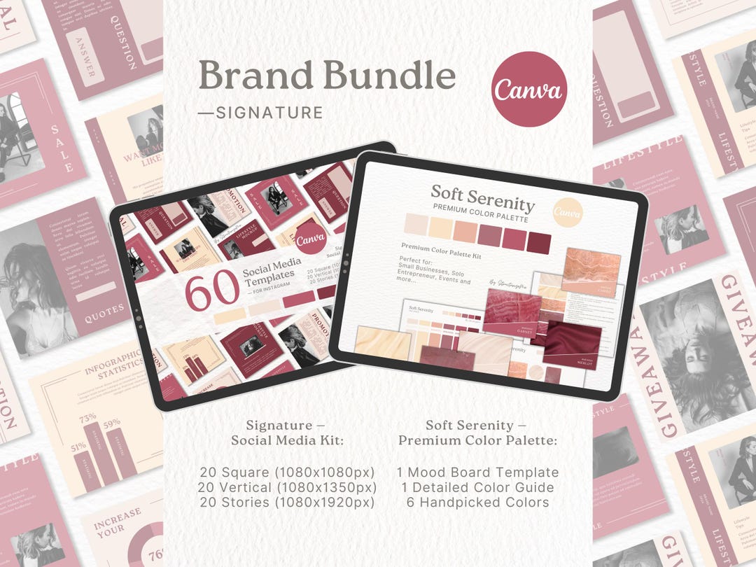 Red Peach Brand Bundle: Color Palette + 60 Social Media Templates ...