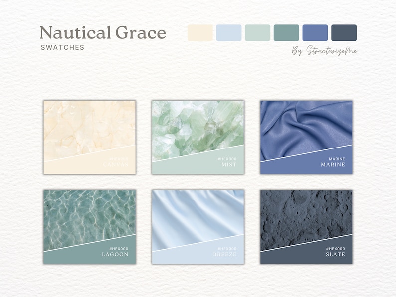 Nautical Grace Color Palette Kit: Sage, Blue, Beige (canva Editable) - Etsy