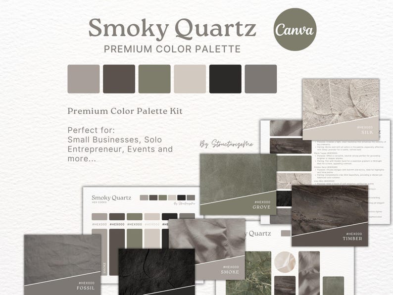 Green Beige Color Palette Kit for Canva (PDF) - Etsy