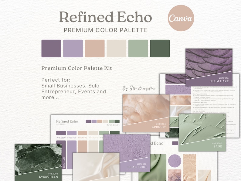 Green Purple Color Palette Kit | Canva Template (digital Download) - Etsy