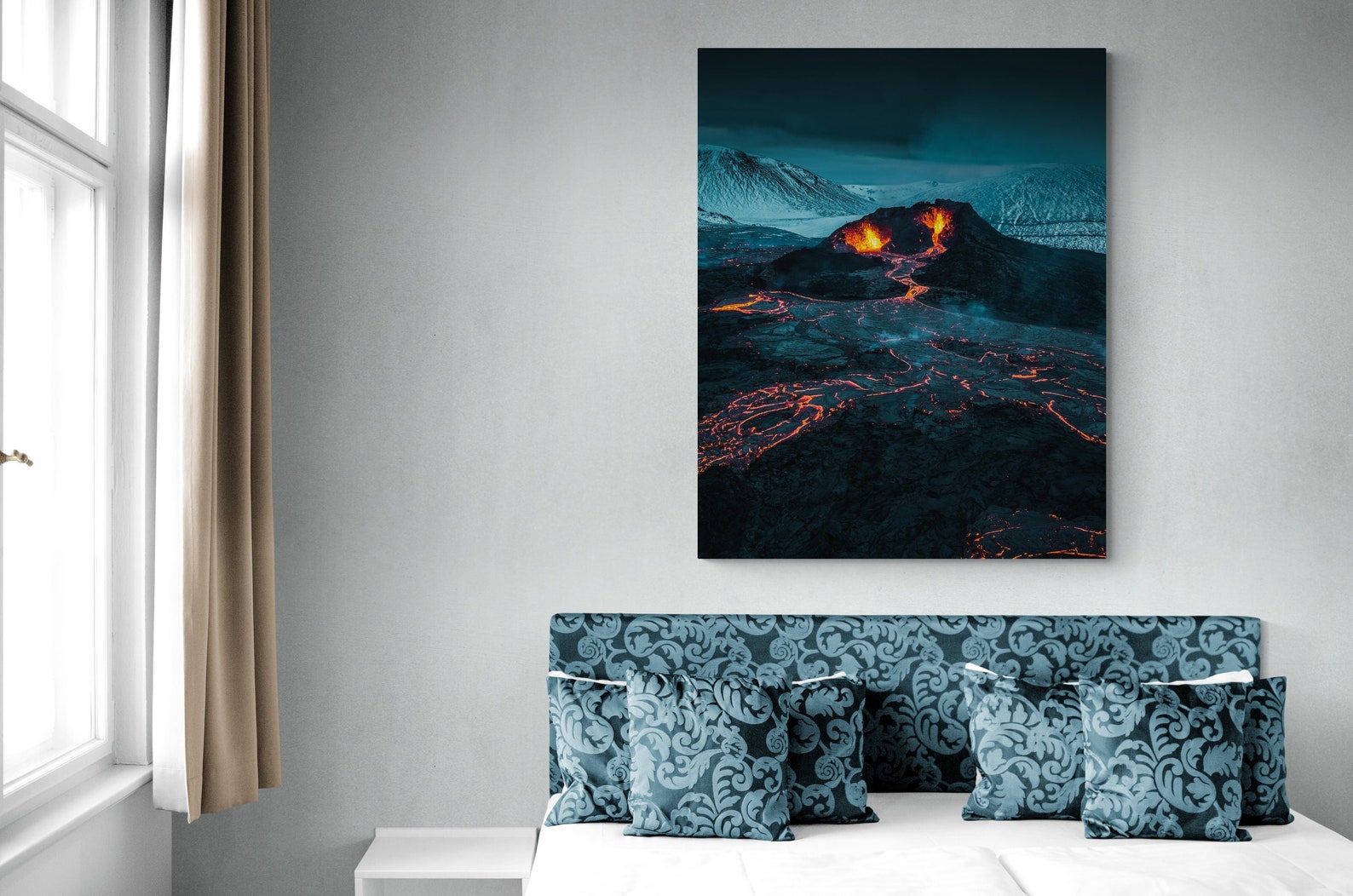 Connected Eruption in Geldingadalir Lava Mountain Canvas Wall - Etsy