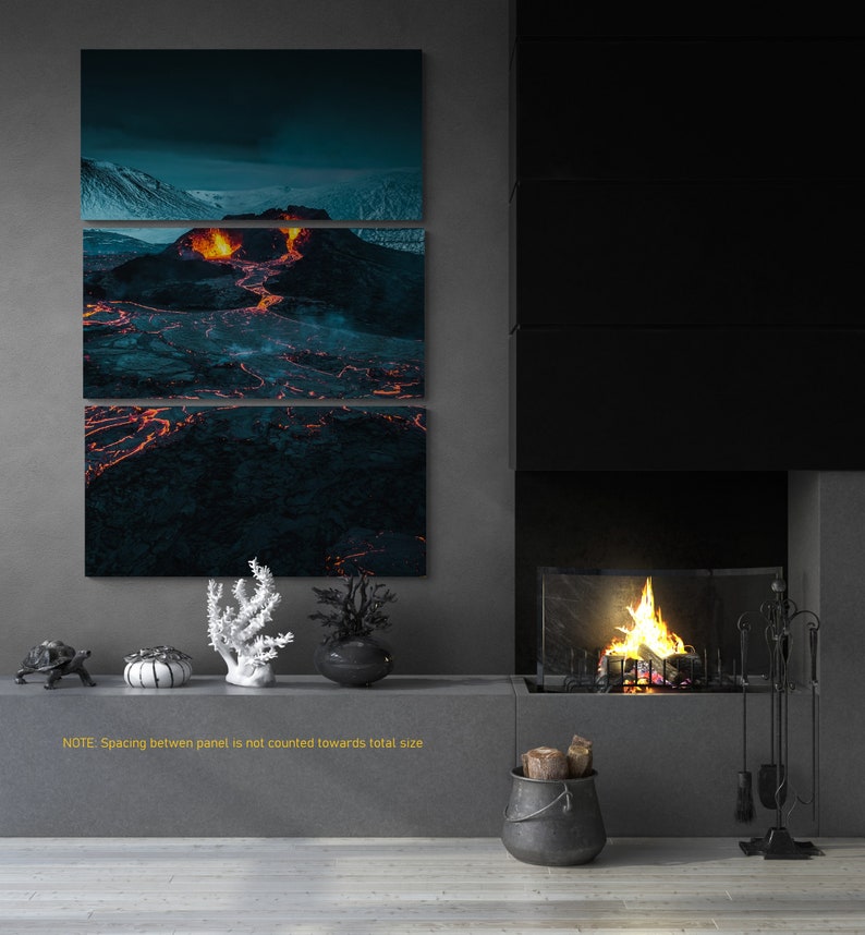 Connected Eruption in Geldingadalir Lava Mountain Canvas Wall - Etsy