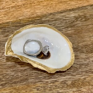 Gold Leaf Oyster Shell Ring Dish, Bridal Gift, Engagement Gift, Wedding ...