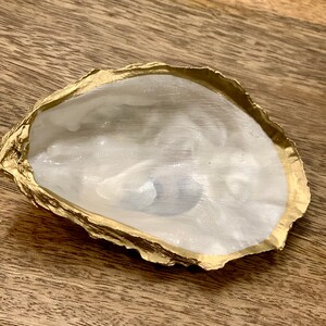 Gold & Pearl Oyster Shell Ring Dish, Bridal Gift, Engagement Gift ...