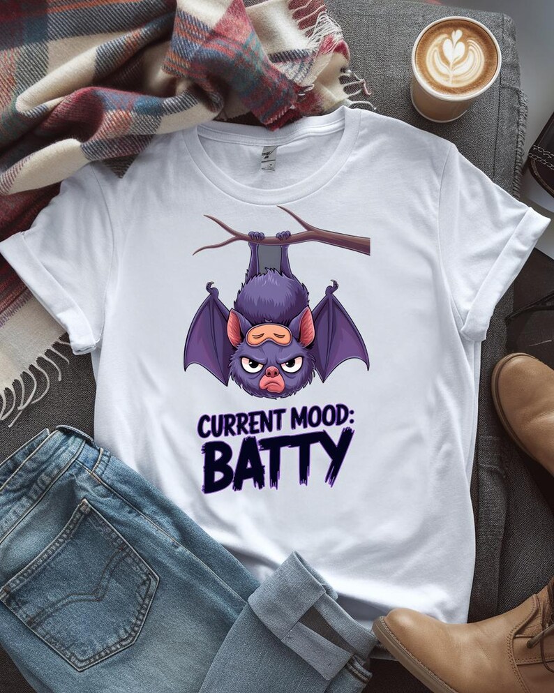 Batty Png-quirky Grumpy Bat Print & Cut Files | Halloween Art Download ...