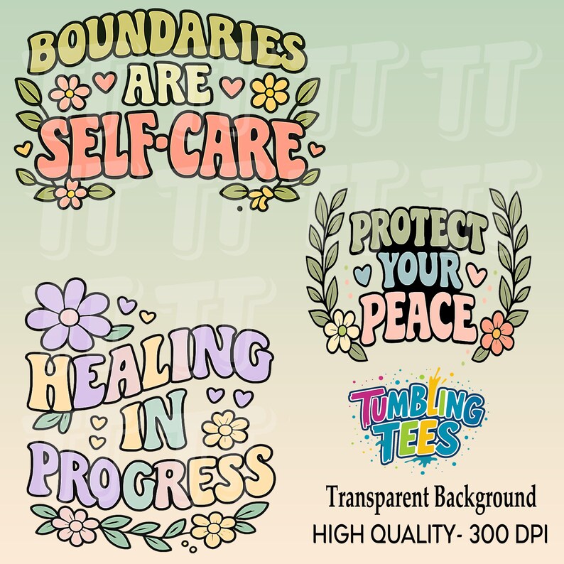 Mental Health Affirmations SVG Bundle | Self-care Clipart (PNG, SVG) - Etsy