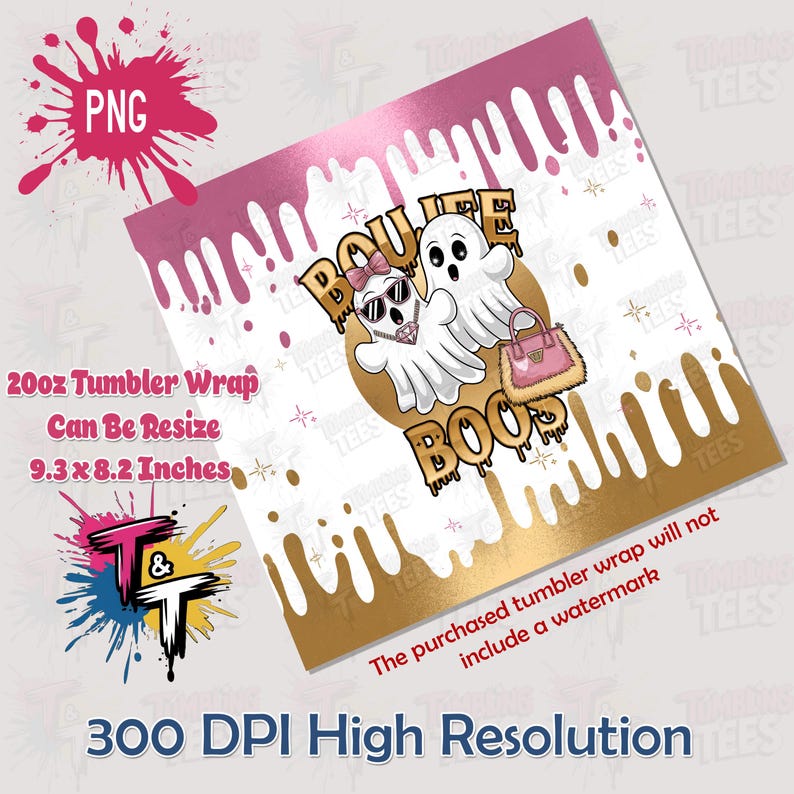 Boujee Boos PNG 20oz Tumbler Wrap – Glitter Drip Ghost Design - Etsy