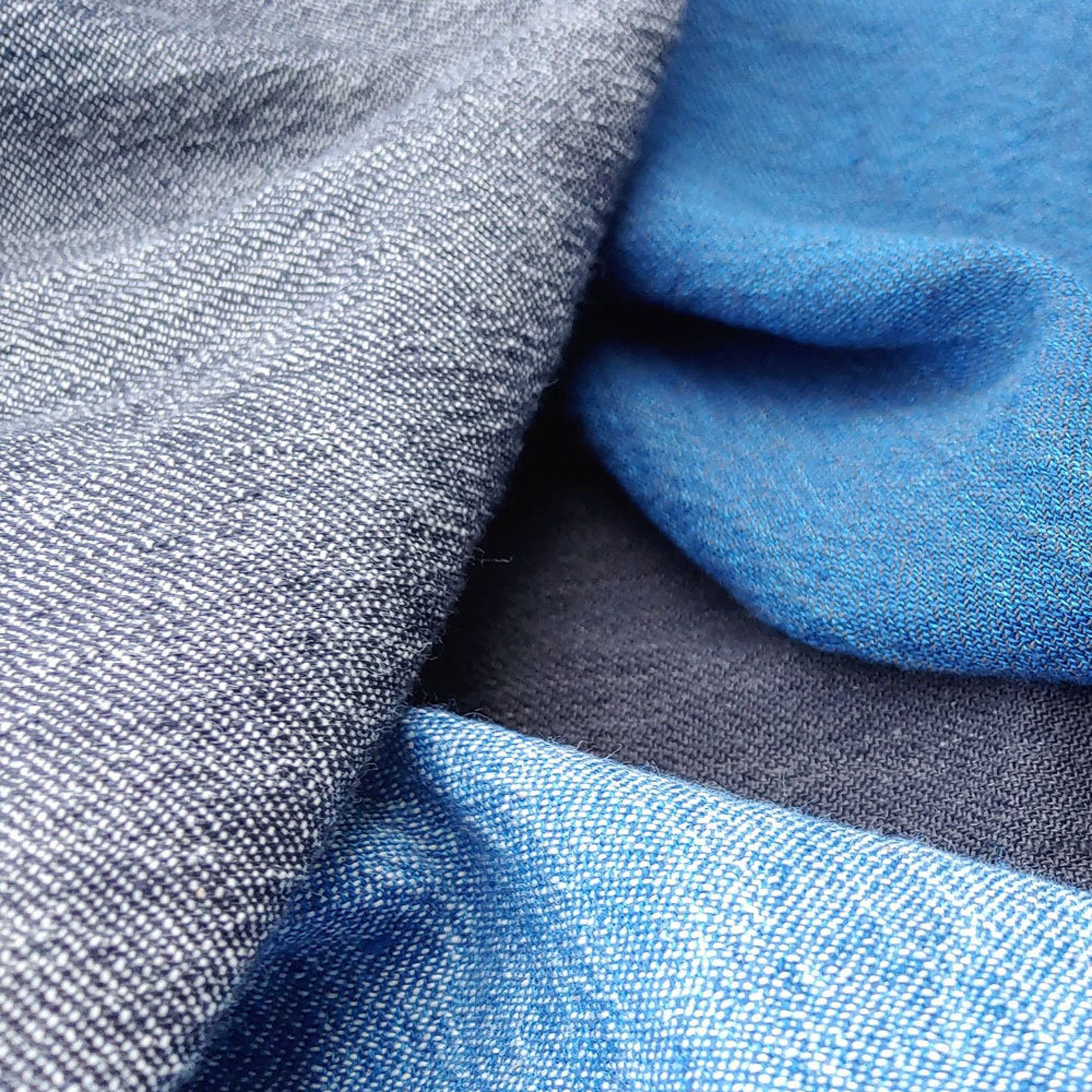 Leinen Baumwolle Twill Denim Stil Chambray Stoff von halben | Etsy