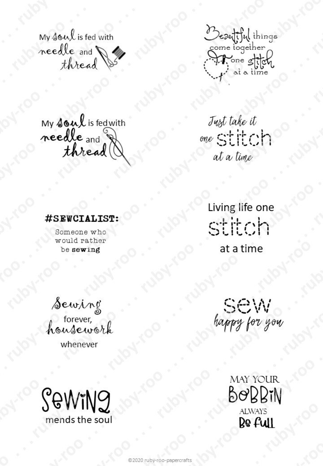 Sewing Sentiments Digital Download for Card Makers and Scrapbookers ...