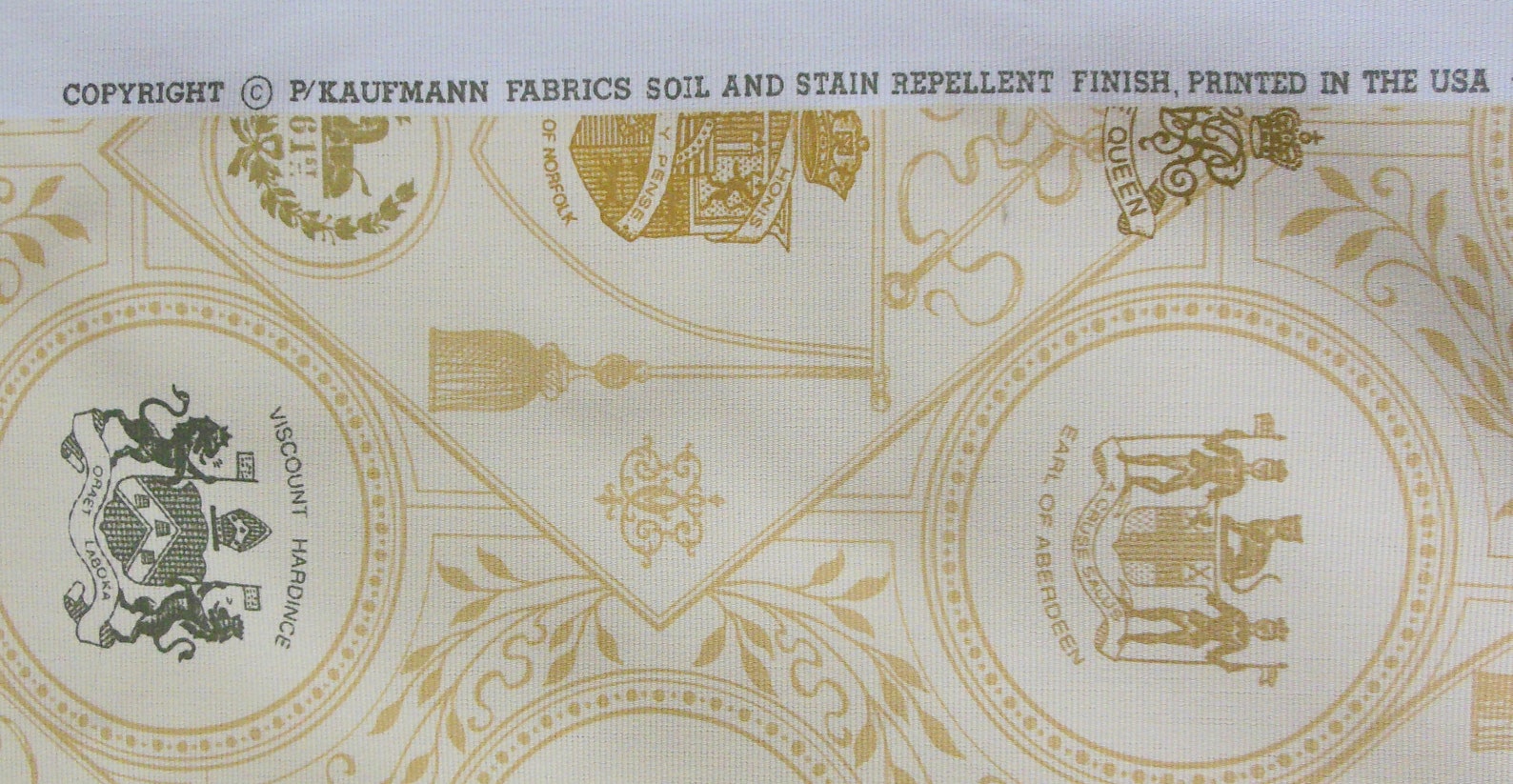 British Coat of Arms / Royal Cypher Queen Victoria Home Decor Fabric ...