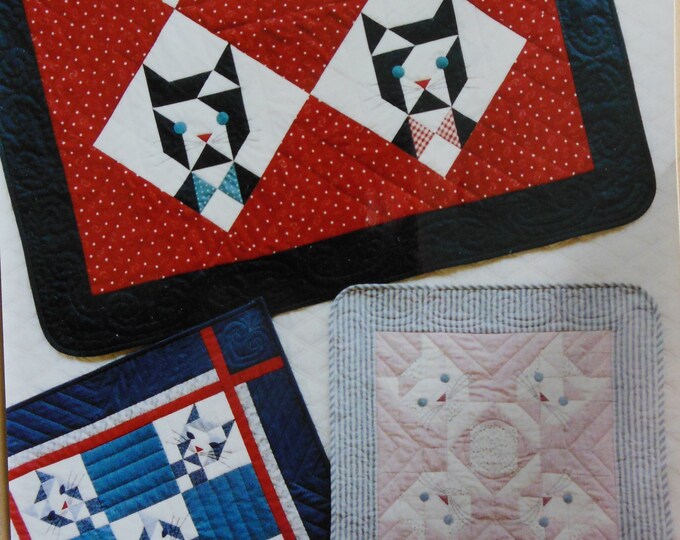 The Curious Cat Quilt Pattern for Making Quilt Blocks 3 Sizes 5 7 1/2 ...