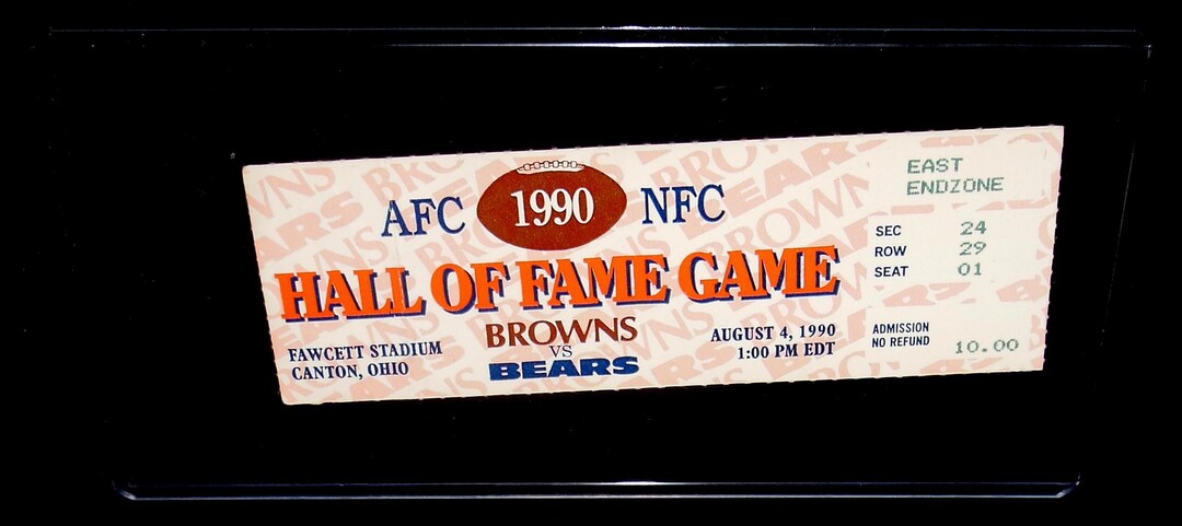 1990 NFL Football Hall of Fame Game Used Ticket Stub Browns Vs Bears - Etsy