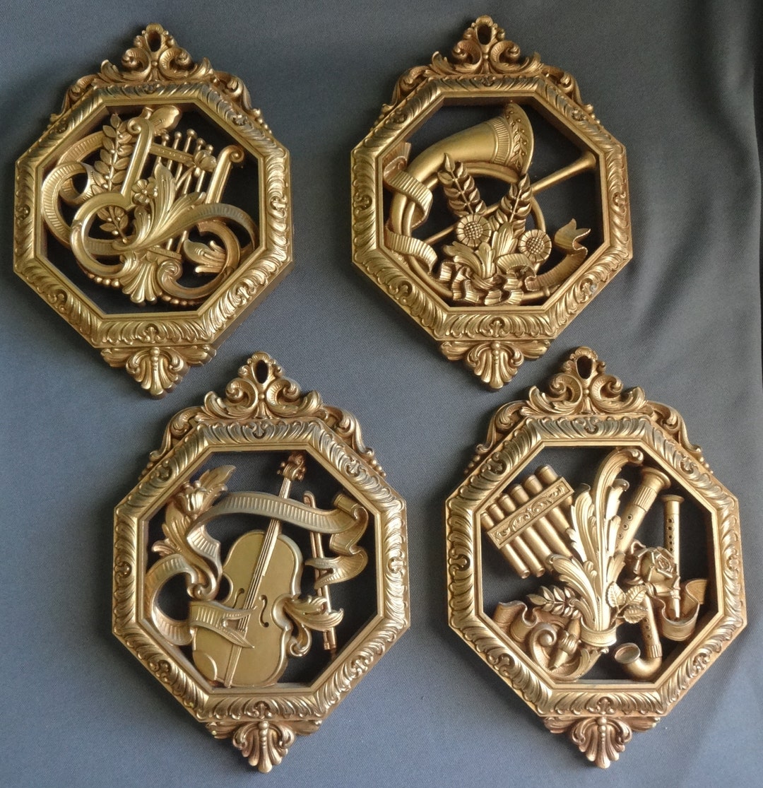 Syroco Inc. Vintage Gold Music Wall Plaques 4 1976 7402 - Etsy