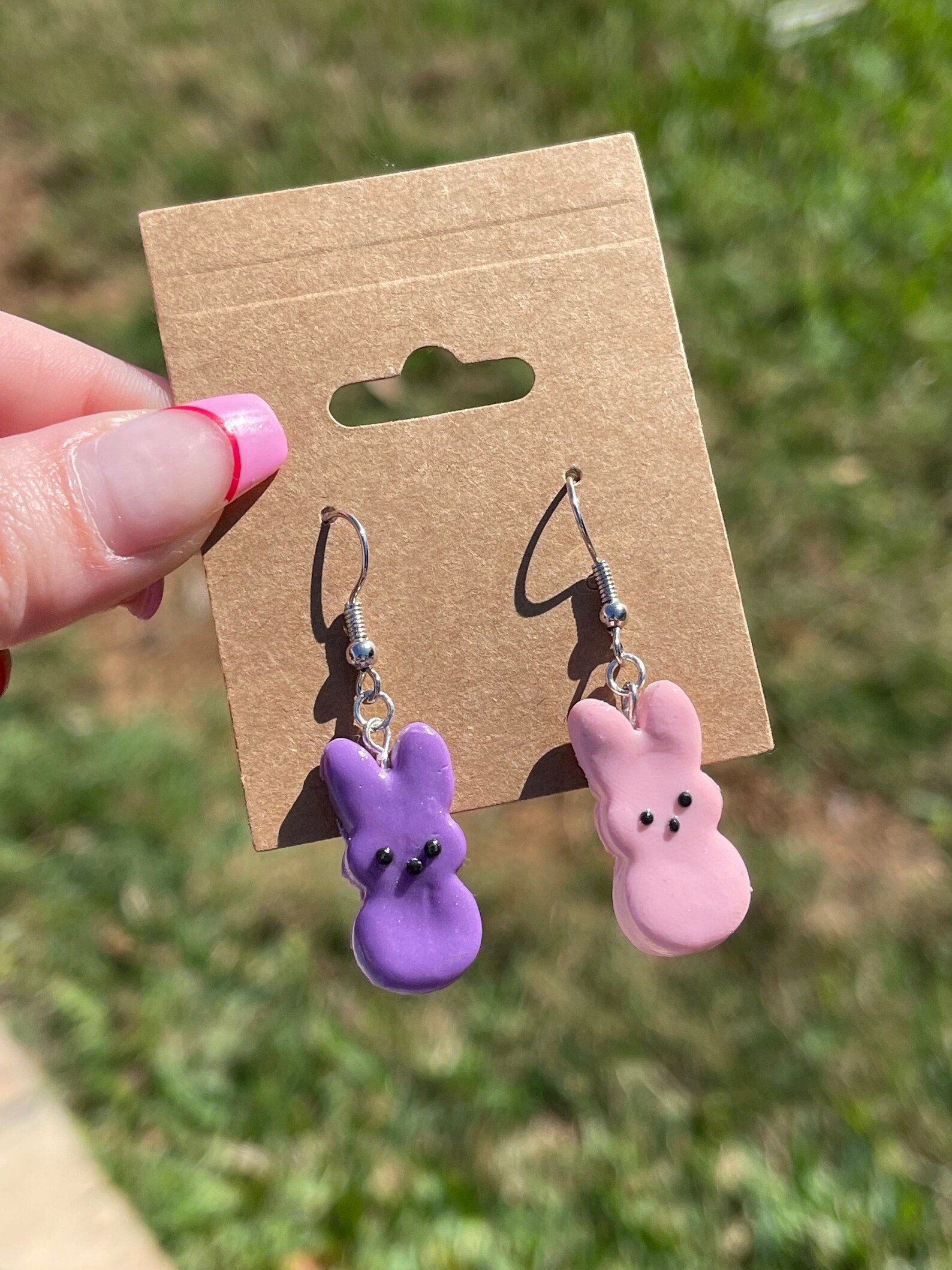 Marshmallow Bunny Earrings Peep Bunny Earrings Easter Earrings Peep ...