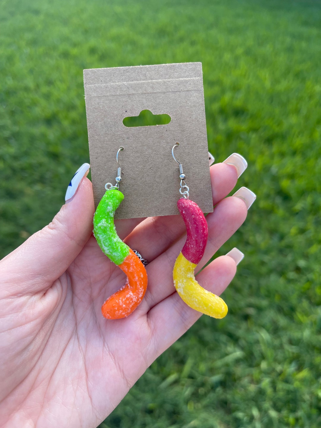 Sour Gummi Worm Earrings Sour Gummy Worm Earrings Candy Earrings Chunky ...