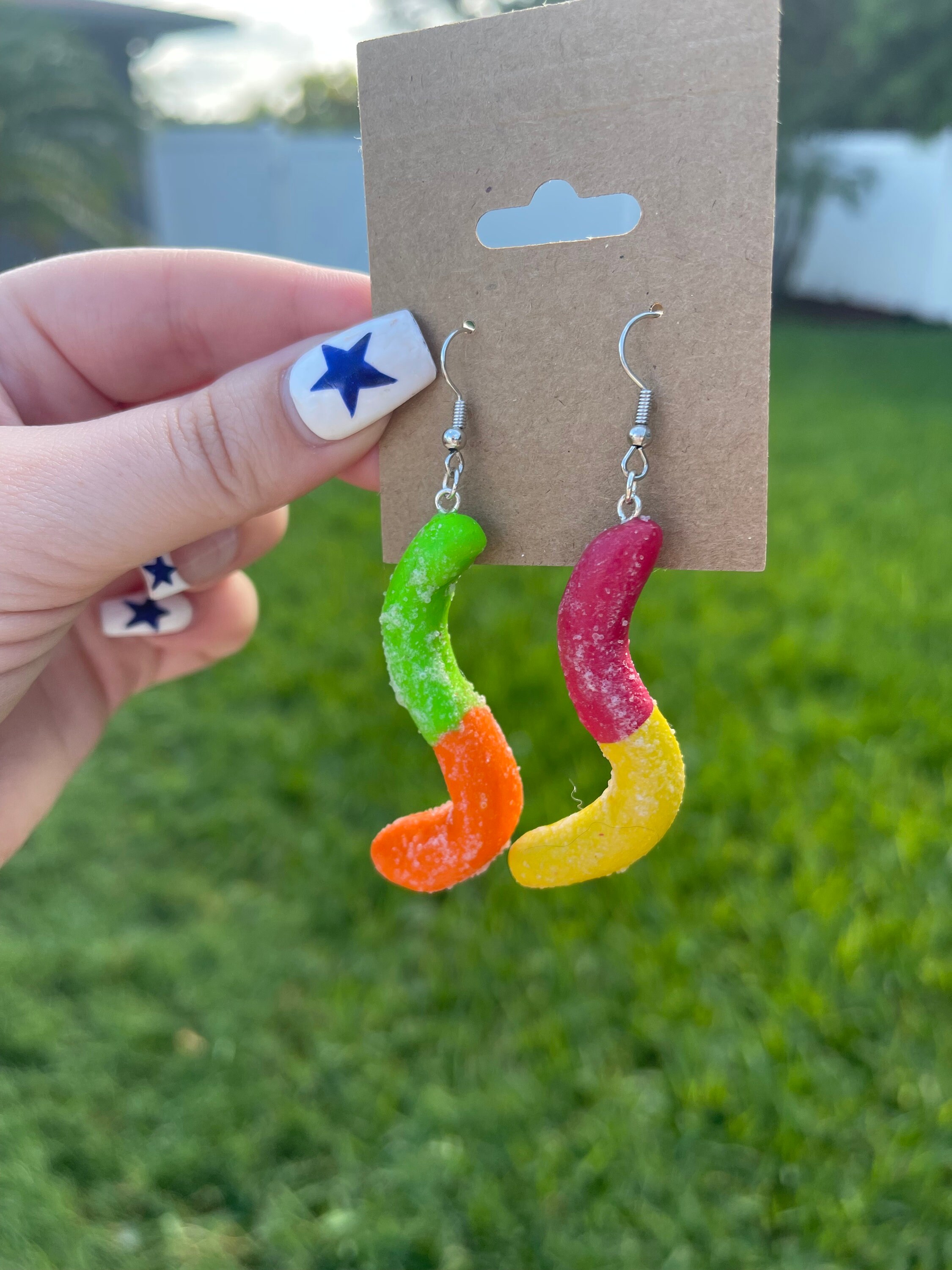 Sour Gummi Worm Earrings Sour Gummy Worm Earrings Candy Earrings Chunky ...