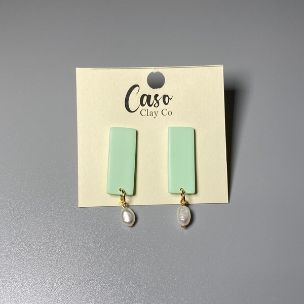 Mint Pearl Earrings - Etsy