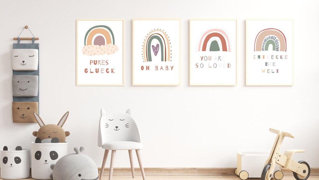 Children's Room Poster Set of 4 Murals you Are Loved Rainbow Poster ...