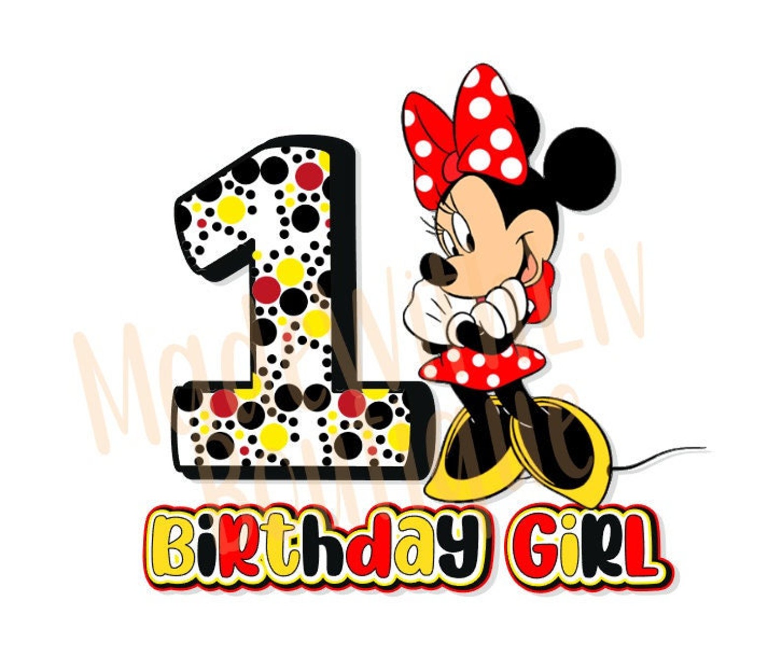Printable Minnie 1st Birthday Digital File PNG JPEG - Etsy