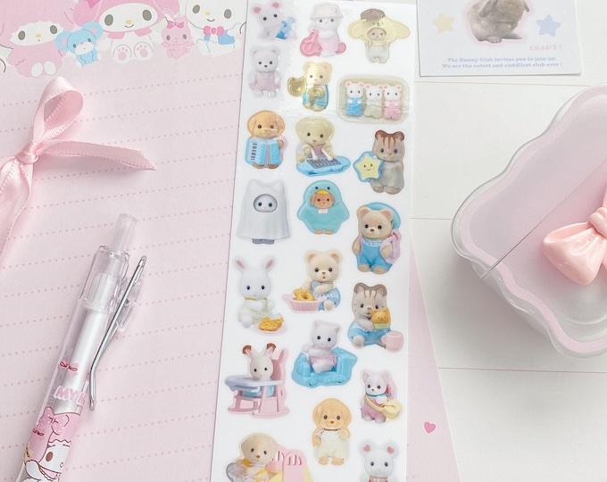 Rainbow Babies Little Critter Stickers Cute Baby Animal Sticker Clear ...