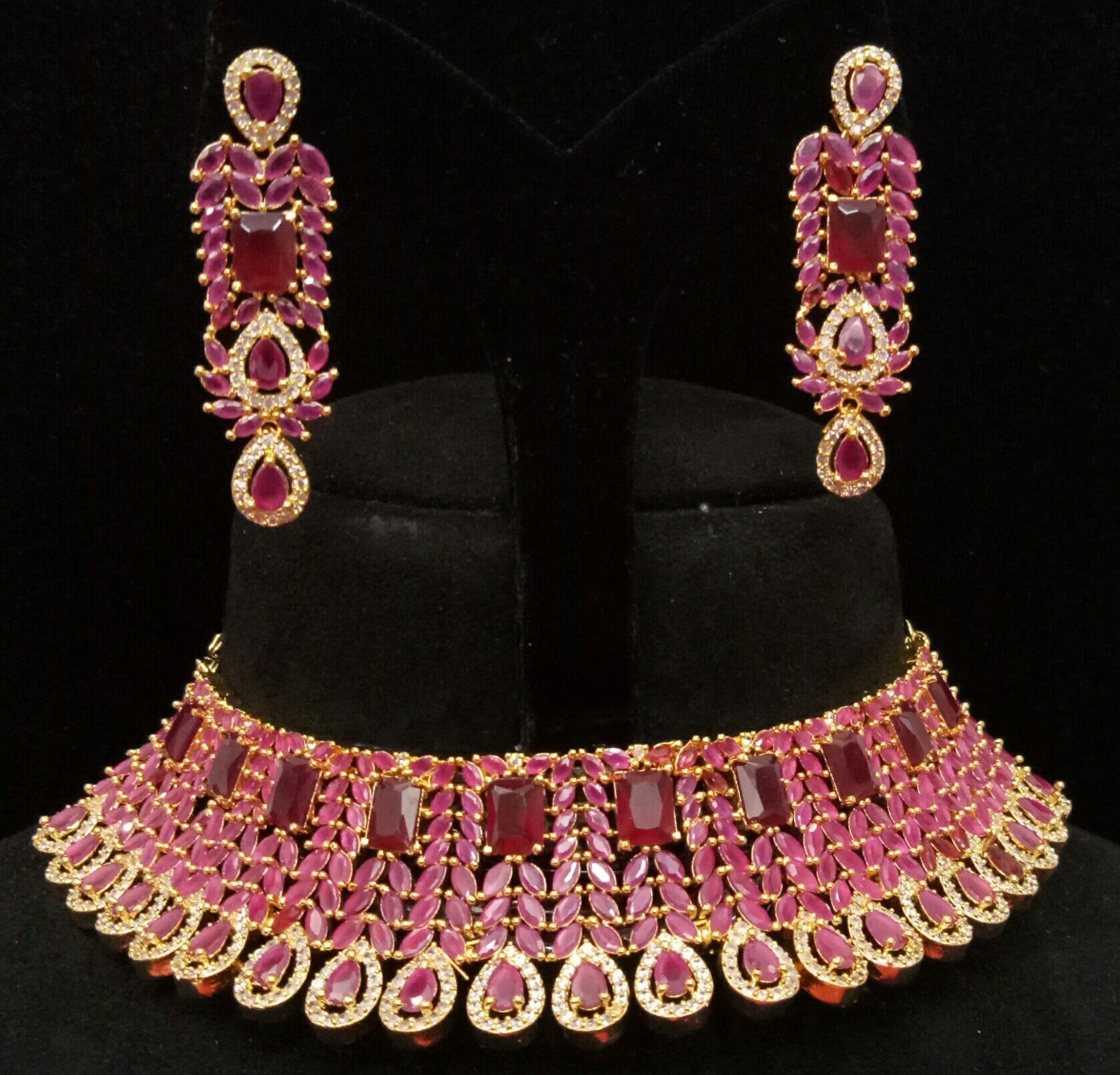 NP2722 Gold Plated Red Ruby CZ Cubic Zirconia Designer | Etsy