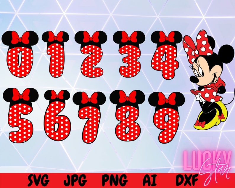 Minnie Mouse numbers SVG Birthday numbers SVG Disney numbers | Etsy