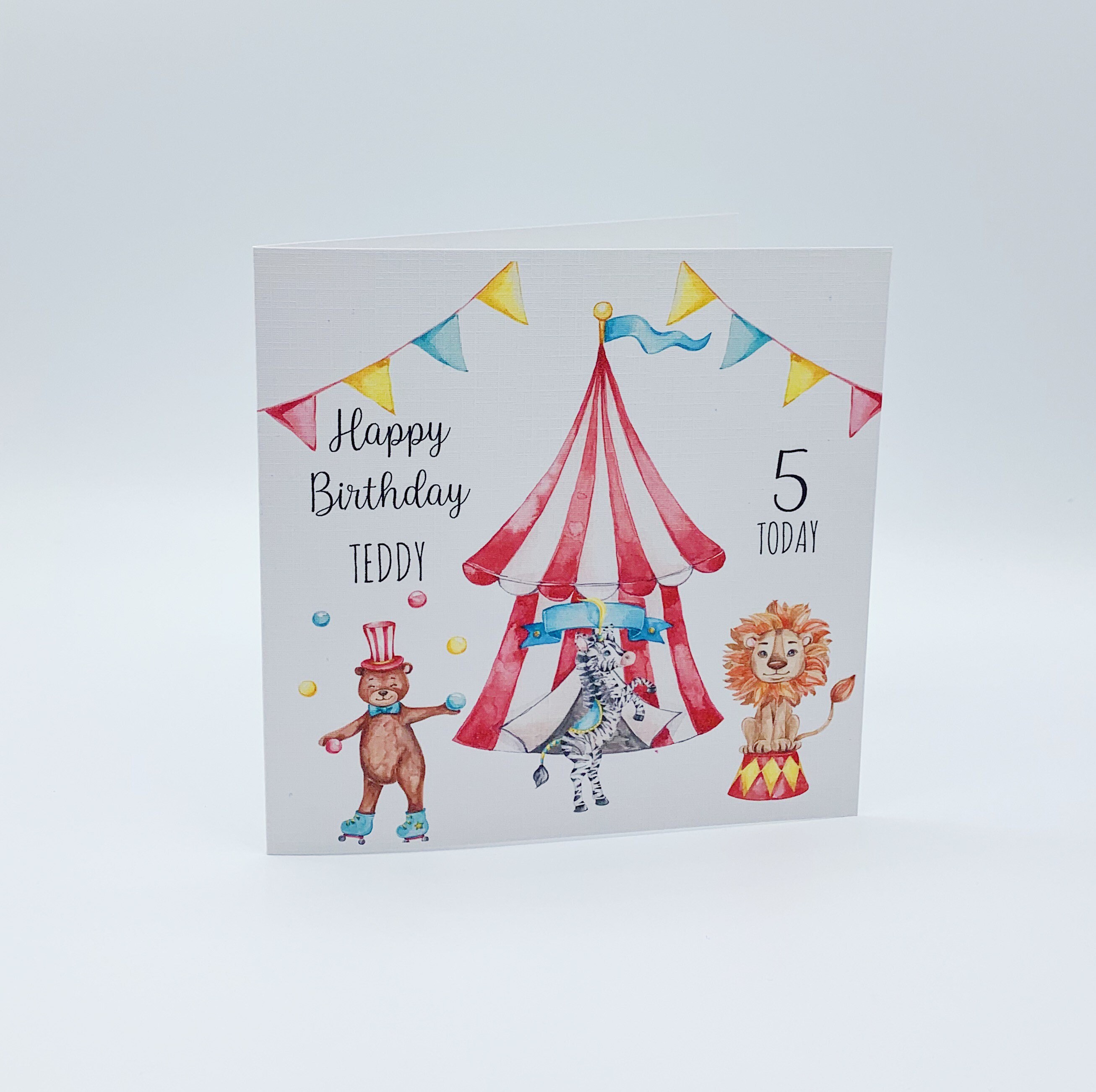 Circus Birthday Theme Card Happy Birthday Card Etsy