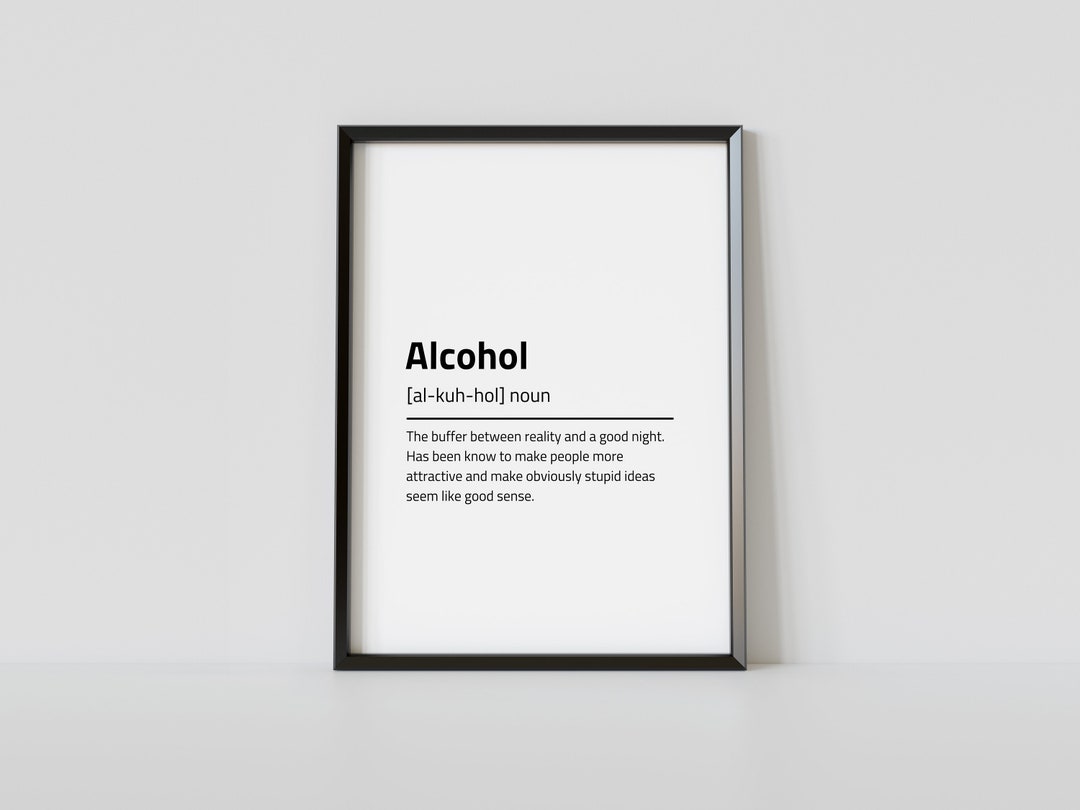 Alcohol Word Definition, Wall Art, Typography Design, Printable Wall ...